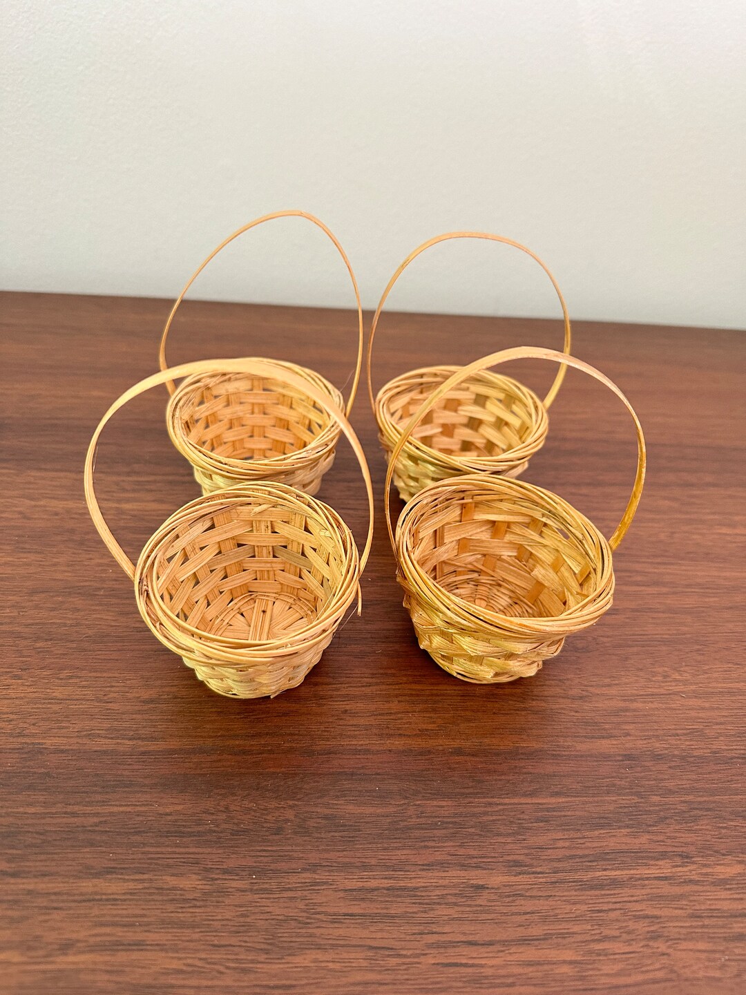 Set of Four (4) Miniature Baskets Vintage Woven Handmade Easter - Etsy