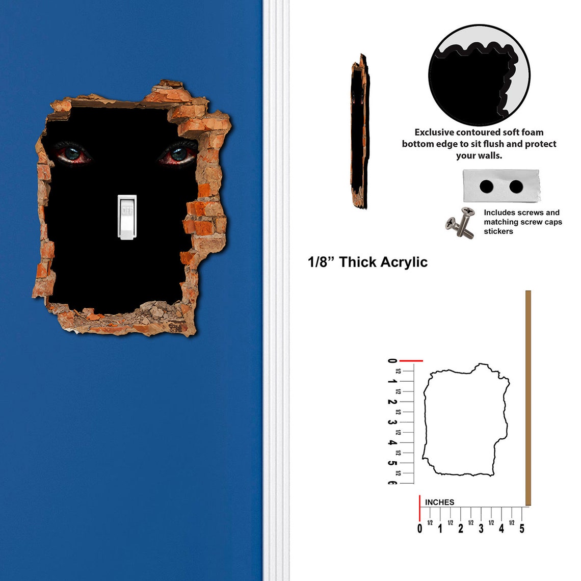 Scary Eyes Hole in the Wall Plate Switch Paddle Electric Outlet Rocker ...