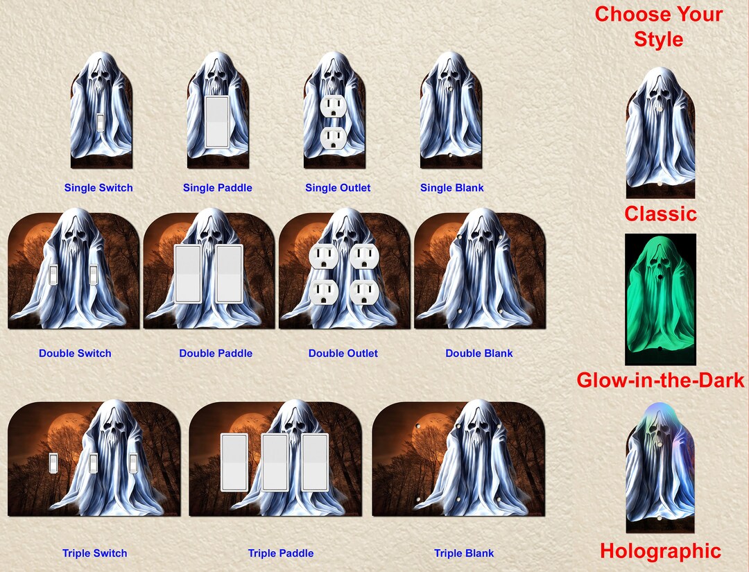 Spooky Ghost Wall Plate Switch Paddle Electric Outlet Rocker Cover 1 2 ...