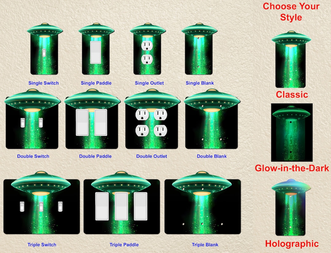 Alien UFO Wall Plate Switch Paddle Electric Outlet Rocker Cover 1 2 3 ...