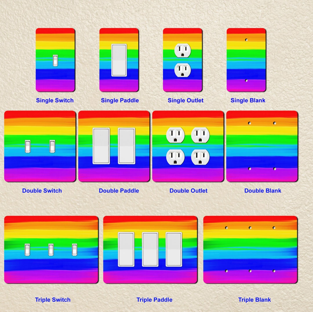 Rainbow Wall Plate Switch Paddle Electric Outlet Rocker Switchplates ...