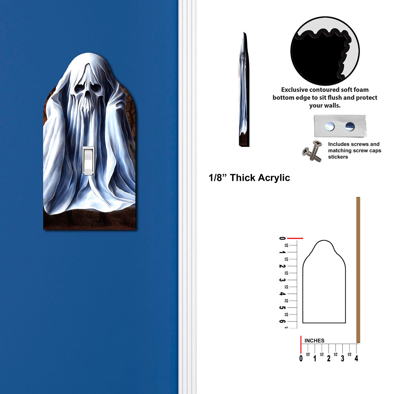 Spooky Ghost Wall Plate Switch Paddle Electric Outlet Rocker Cover 1 2 ...