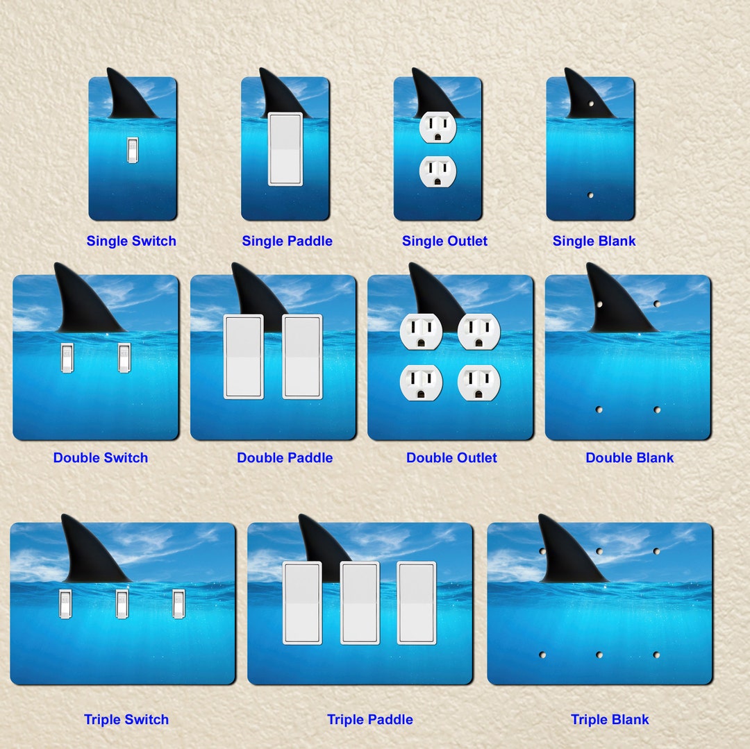 Great White Shark Fin Wall Plate Switch Paddle Electric Outlet Rocker ...