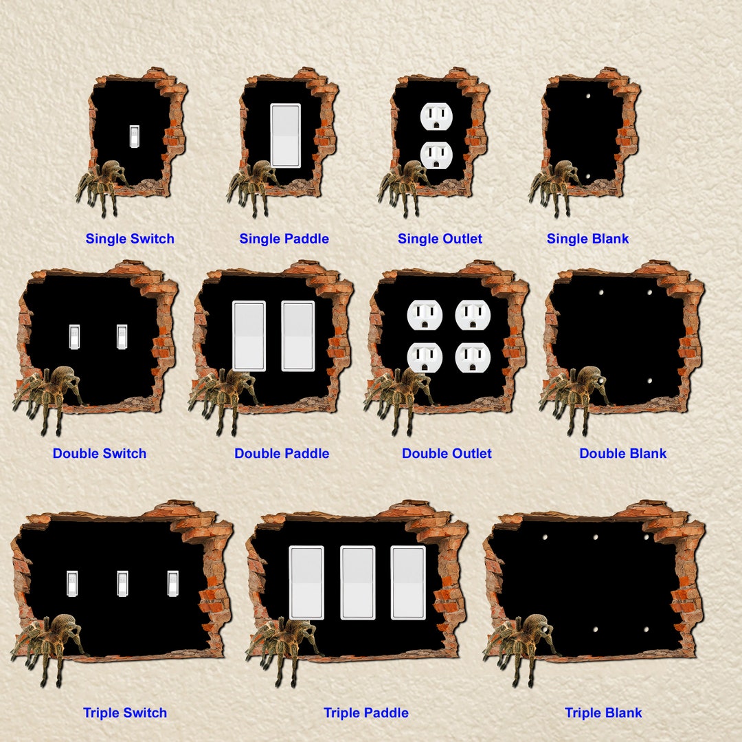 Scary Tarantula Spider Hole in the Wall Plate Switch Paddle Electric ...