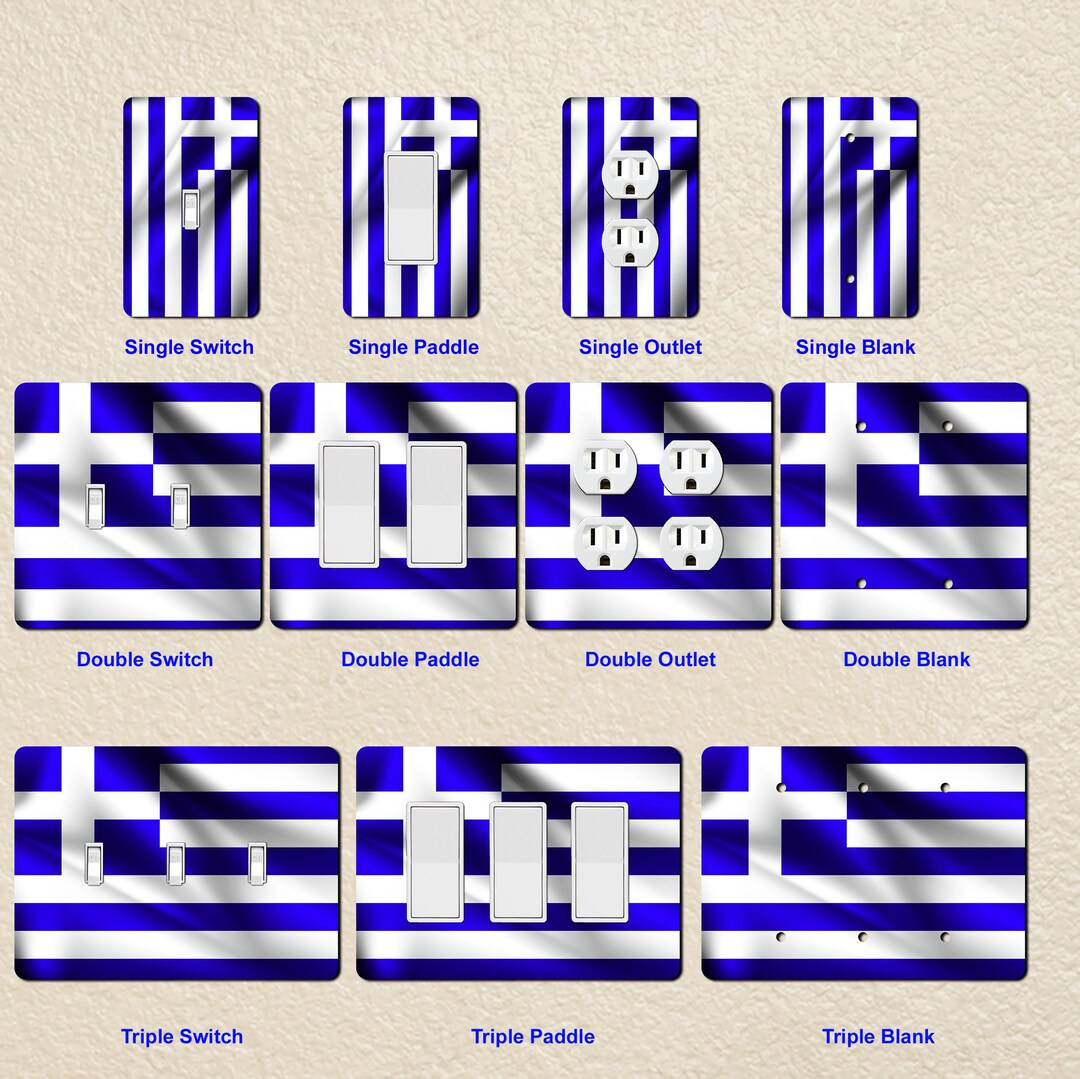 Greek Flag Wall Plate Switch Paddle Electric Outlet Rocker Switchplates ...