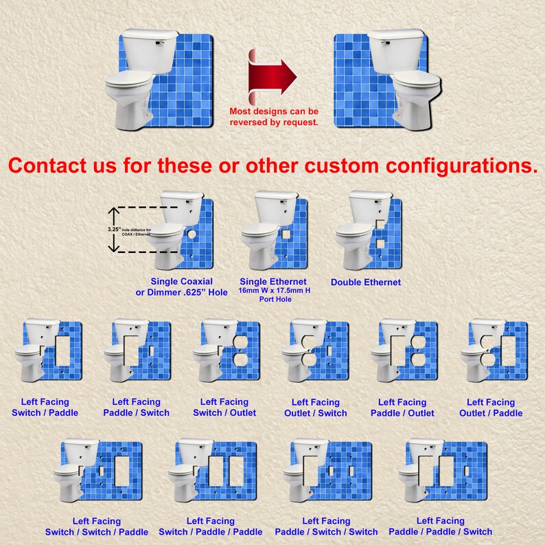 Toilet Bowl Bathroom Wall Plate Switch Paddle Electric Outlet - Etsy