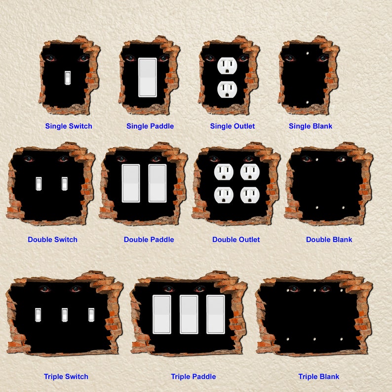 Scary Eyes Hole in the Wall Plate Switch Paddle Electric Outlet Rocker ...