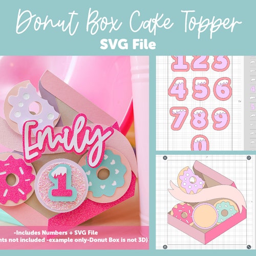 Donut Cake Topper SVG File Includes Iced Numbers Digital - Etsy