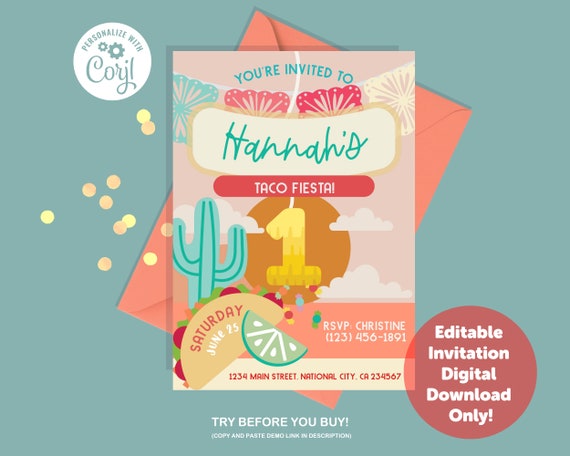 Fiesta Taco Tuesday Digital Instant Download Invitation - Etsy