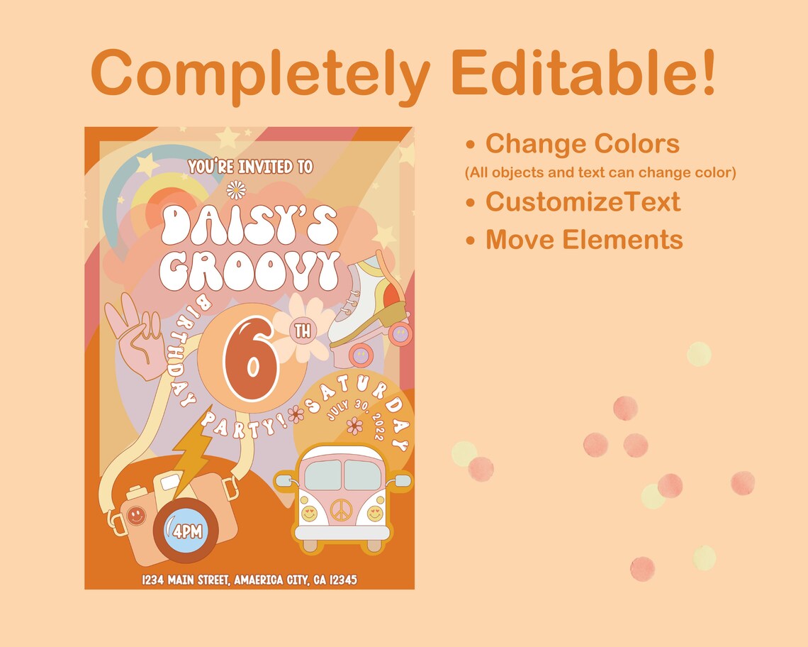 Hippie Groovy Birthday Party Theme Digital Instant Download - Etsy