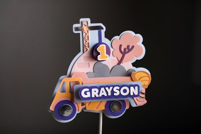 Construction Birthday Party Cake Topper SVG Instant Download File for ...