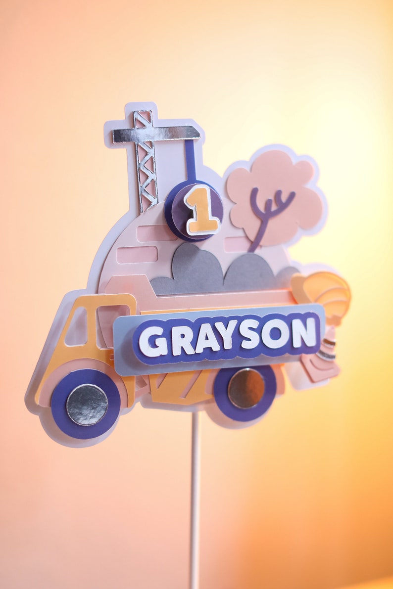 Construction Birthday Party Cake Topper SVG Instant Download File for ...
