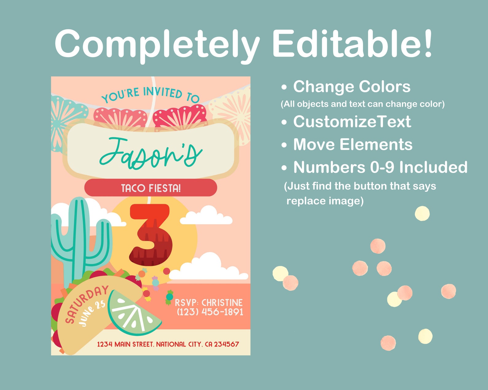 Fiesta Taco Tuesday Digital Instant Download Invitation Edit With Corjl ...