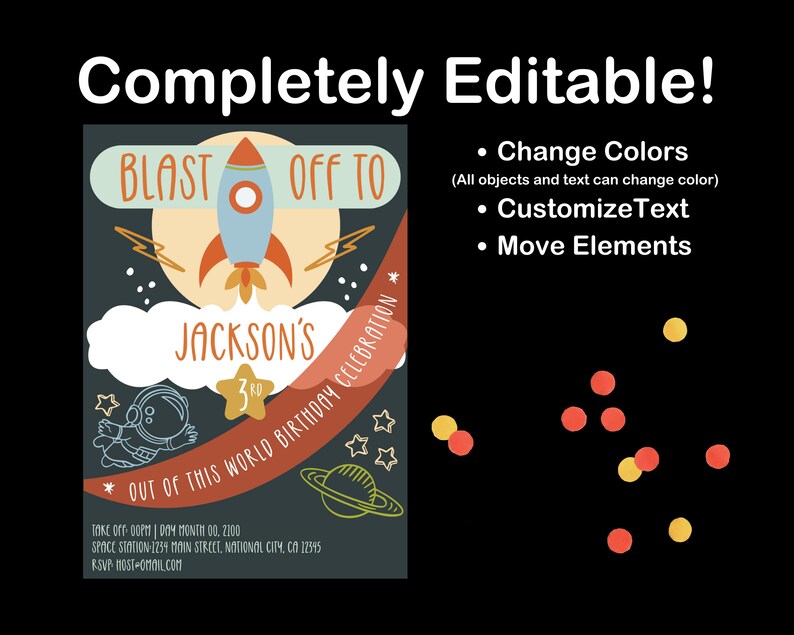 Outer Space Digital Invitation Instant Download Astronaut - Etsy