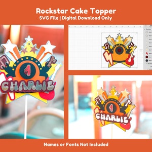 Editable Rockstar Cake Topper | Music Birthday Party Decor | SVG ...