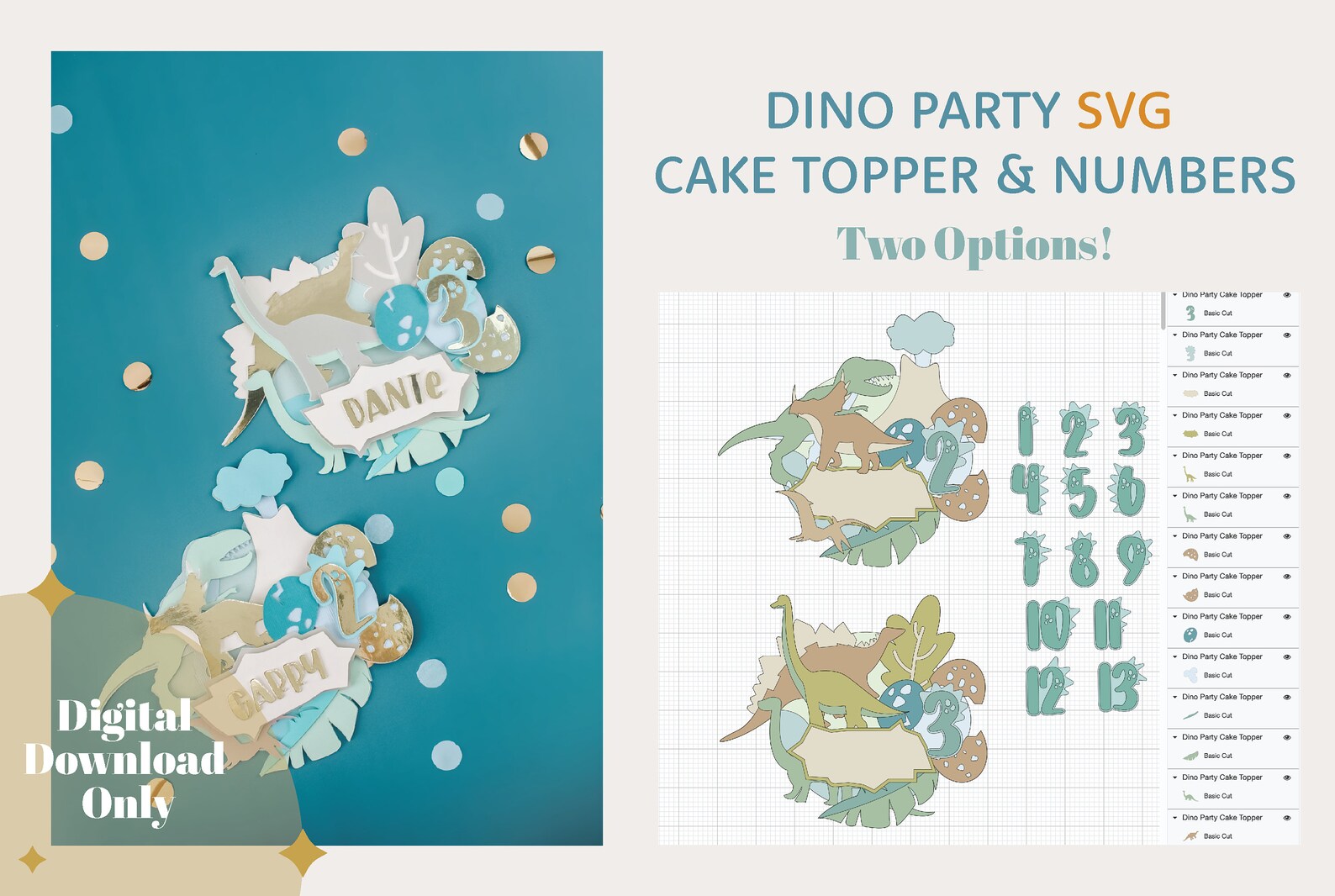 Dino Party SVG Digital Instant Download Two Options DIY - Etsy