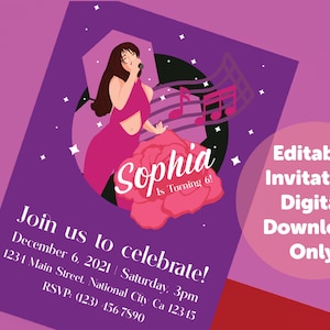 Selena Birthday Party Invitation | Instant Download | Png Pdf Jpeg ...