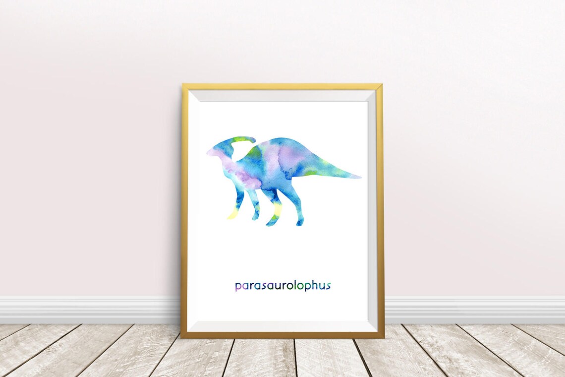 Parasaurolophus Watercolor Print, Dinosaur Decor, Instant Download ...