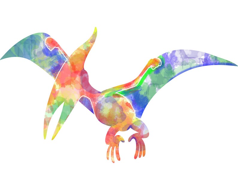 Pterodactyl Dinosaur Decor Printable Wall Art Classroom Watercolor ...