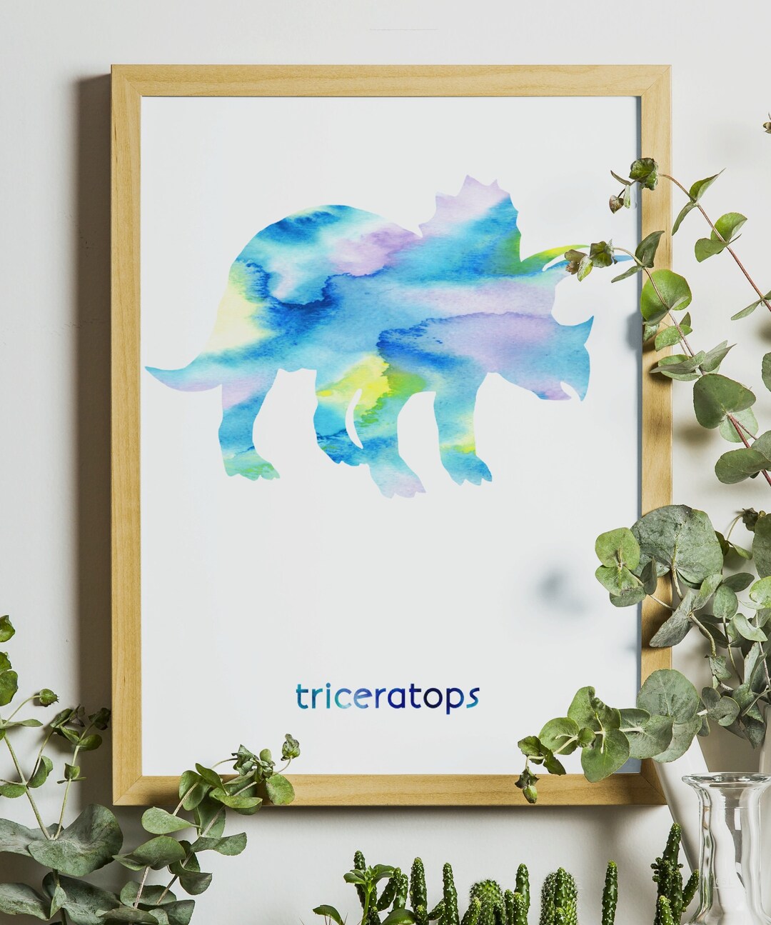 Triceratops Watercolor Wall Art, Dinosaur Print, Instant Download ...