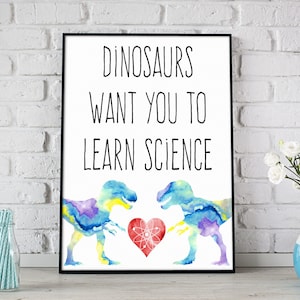 Science Dinosaurs Printable Wall Art, Instant Download, Classroom ...