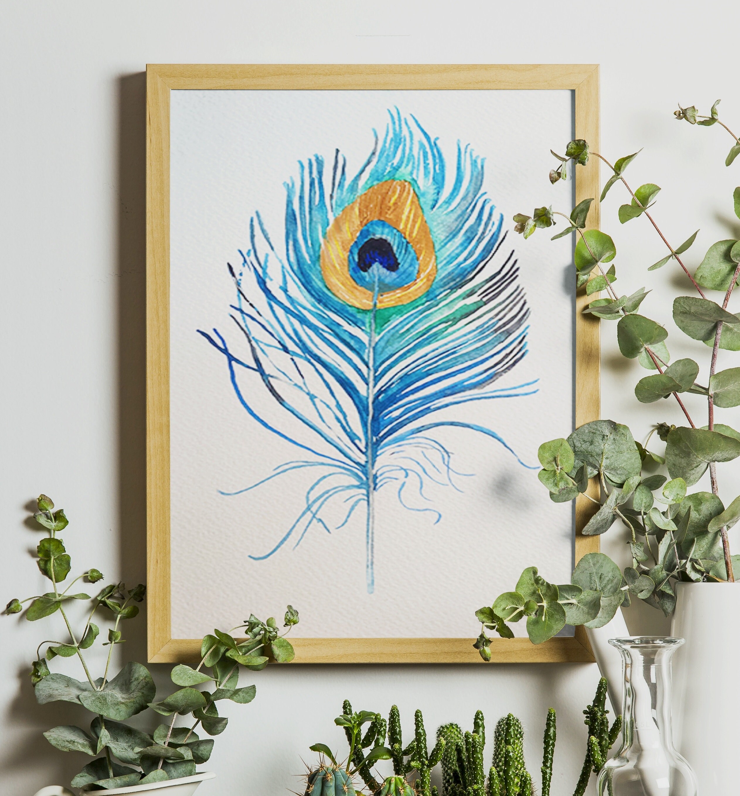 Peacock Feather Art Print, Instant Download, Peacock Wall Art ...