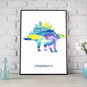 Dinosaur Printable Wall Art, Rainbow Dinosaur Print, Instant Download ...