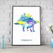 Dinosaur Printable Wall Art, Rainbow Dinosaur Print, Instant Download ...