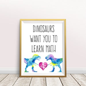 Math Dinosaurs Printable Wall Art Instant Download Classroom - Etsy