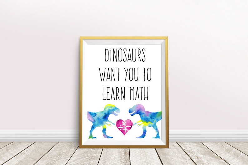 Math Dinosaurs Printable Wall Art, Instant Download, Classroom ...