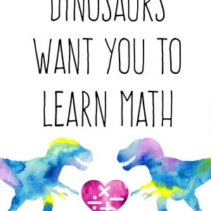 Math Dinosaurs Printable Wall Art, Instant Download, Classroom ...