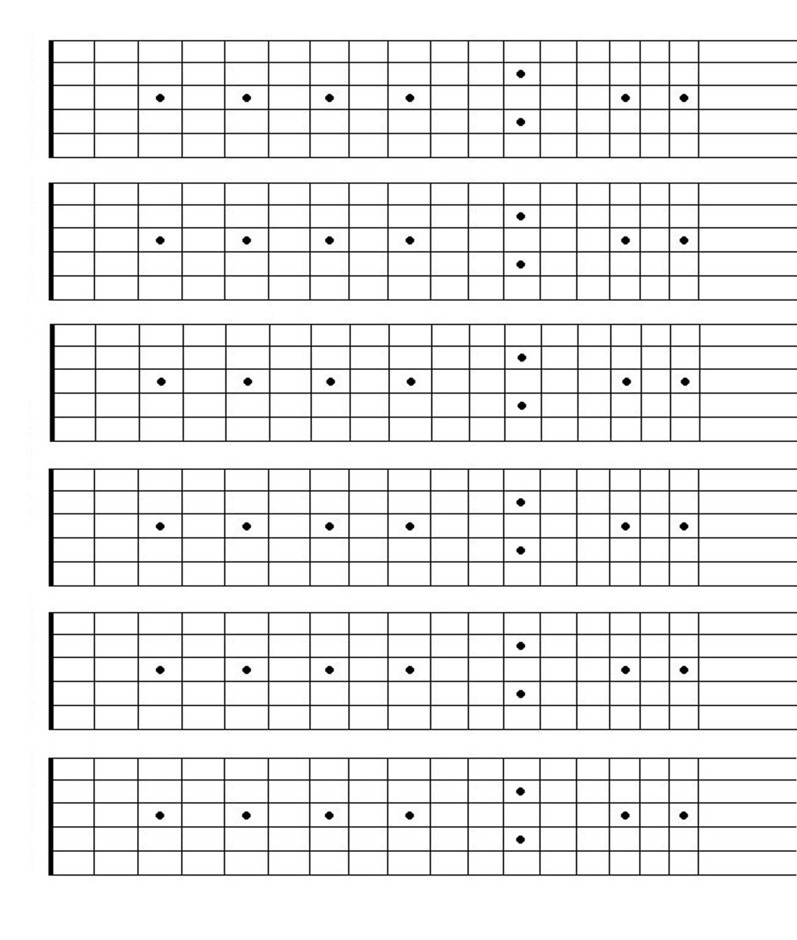 Printable Blank Guitar Fretboard, Guitar Neck Chart, Instant Download ...