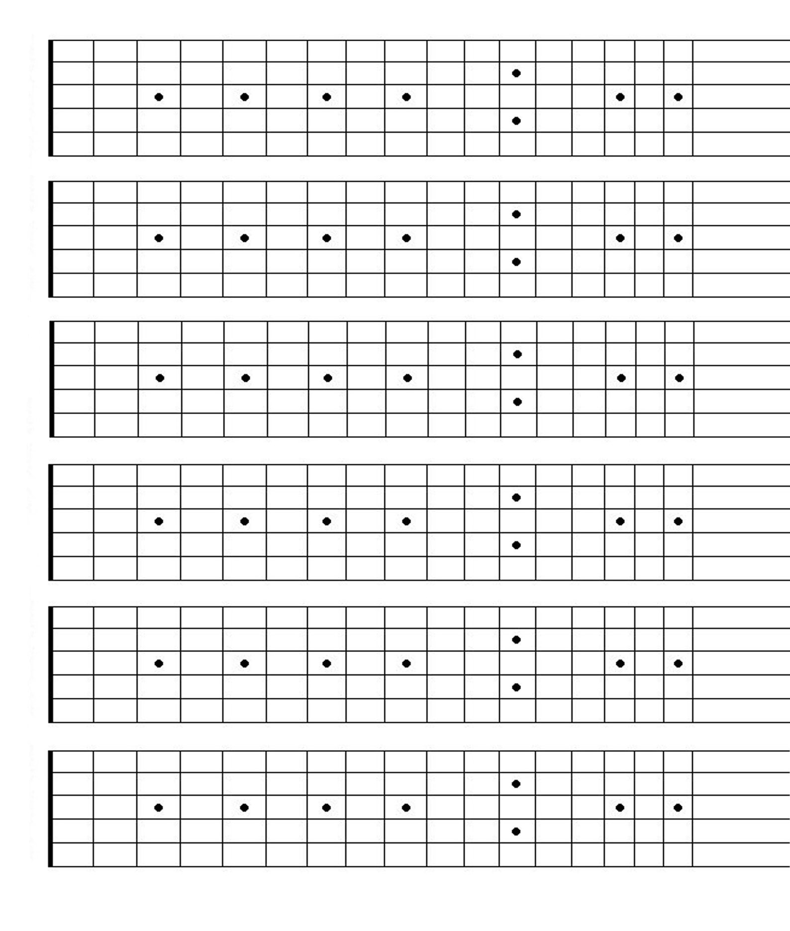 Printable Blank Guitar Fretboard, Guitar Neck Chart, Instant Download ...