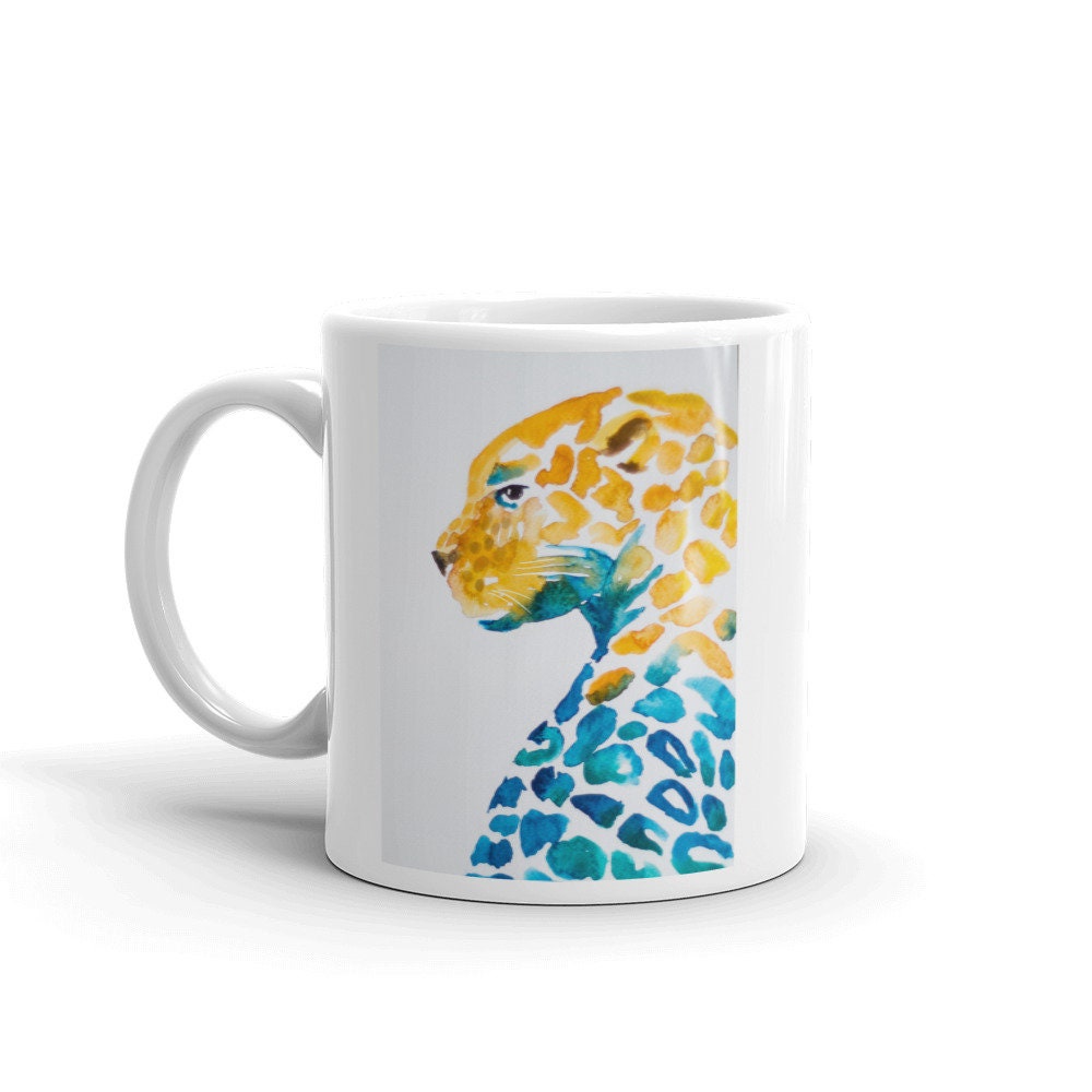 Cheetah Mug, Watercolor Cheetah Mug, Cheetah Gift, Cheetah Coffee Mug ...