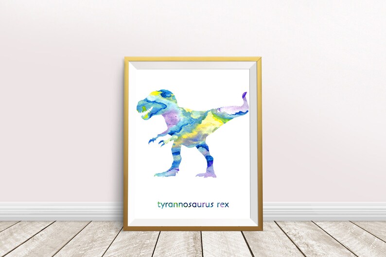 Dinosaur Decor Printable Wall Art Classroom Watercolor Painting Print ...