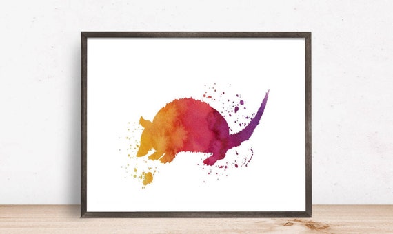 Watercolor Armadillo Print Digital Instant Download Animal | Etsy
