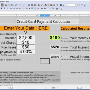 Pay Down Credit Card, Payment Calculator, Spreadsheet Download, Reduce ...