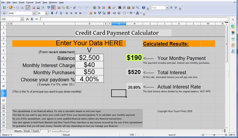 Pay Down Credit Card, Payment Calculator, Spreadsheet Download, Reduce ...