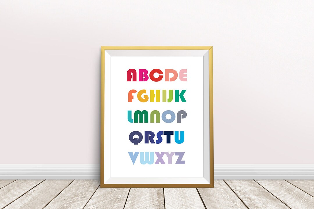Colorful Alphabet Wall Art, Instant Download, Educational Print, Kid's ...