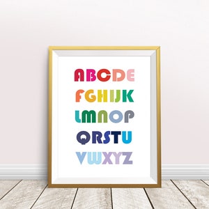 Colorful Alphabet Wall Art, Instant Download, Educational Print, Kid's ...