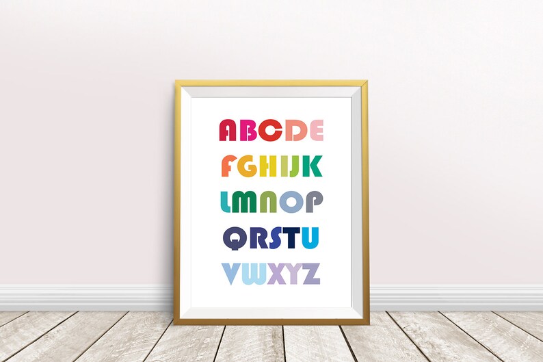 Colorful Alphabet Wall Art, Instant Download, Educational Print, Kid's ...