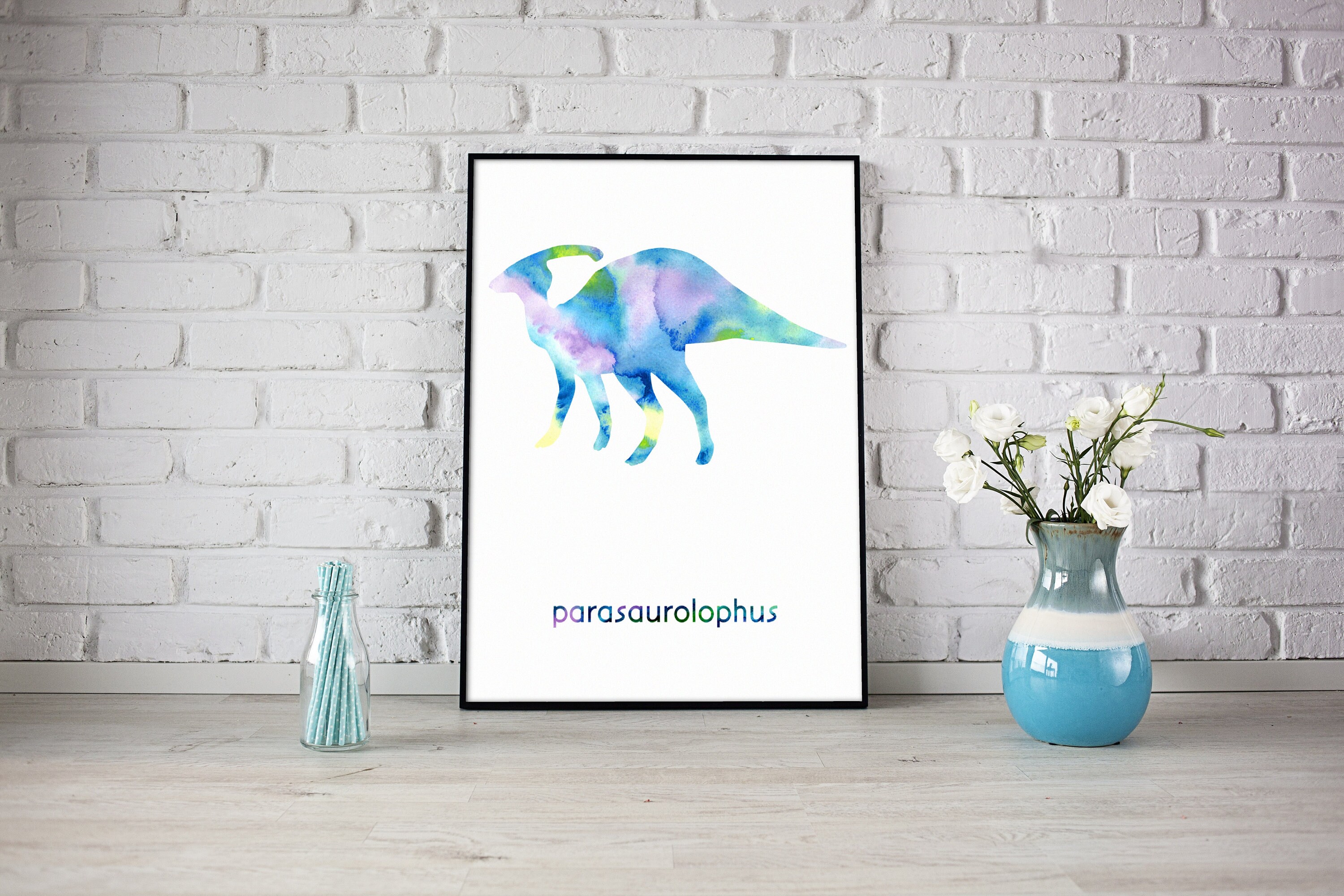 Parasaurolophus Watercolor Print, Dinosaur Decor, Instant Download ...
