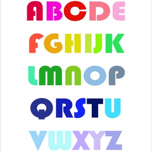 Colorful Alphabet Wall Art, Instant Download, Educational Print, Kid's ...