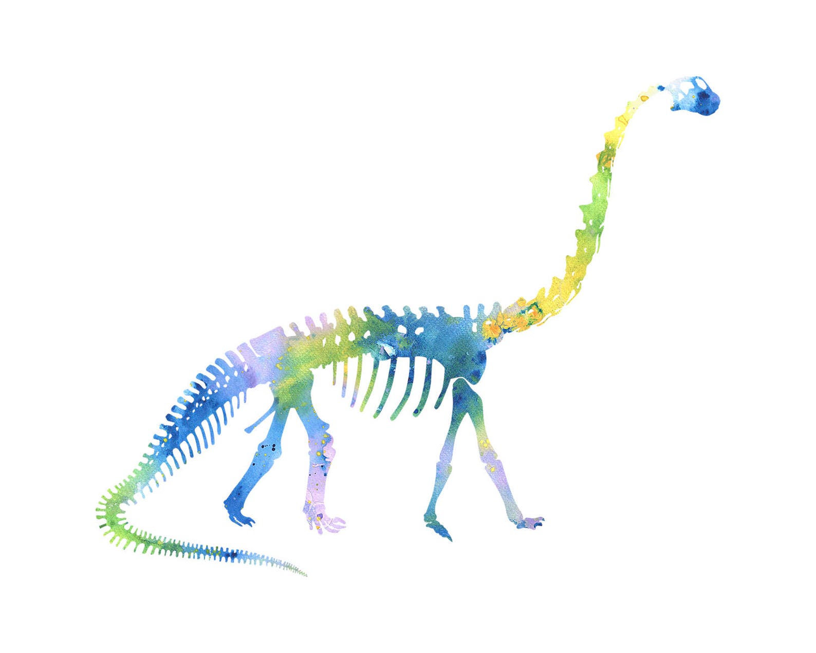 Dinosaur Skeleton Decor Printable Wall Art Classroom Fossil Watercolor ...