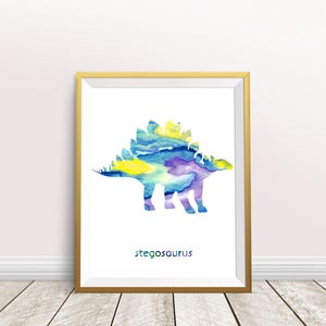Dinosaur Printable Wall Art, Rainbow Dinosaur Print, Instant Download ...