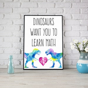 Math Dinosaurs Printable Wall Art, Instant Download, Classroom ...