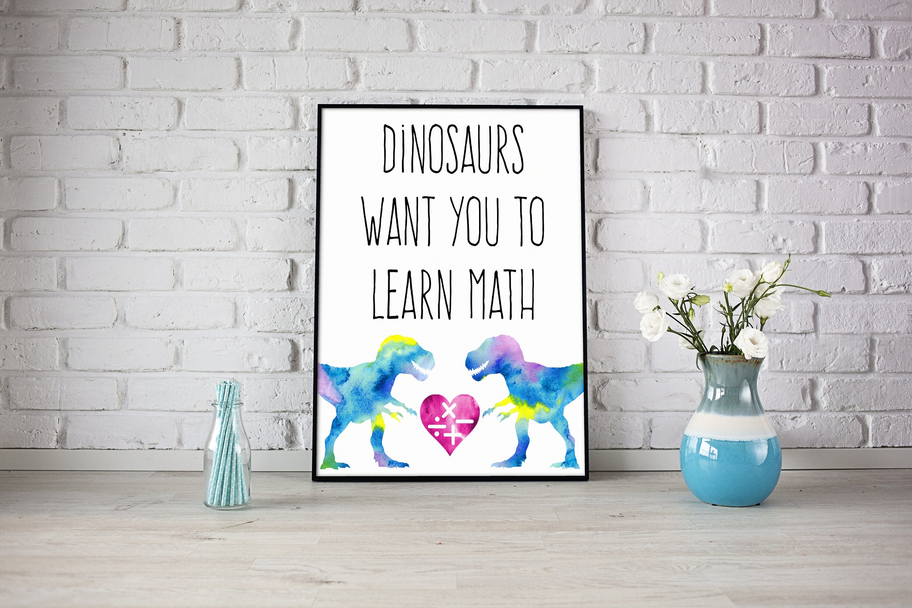 Math Dinosaurs Printable Wall Art, Instant Download, Classroom ...