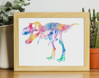 Dinosaur Decor Printable Wall Art Classroom Watercolor Painting Print ...