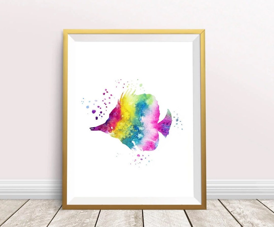 Watercolor Fish Painting Decor Print Ocean Coastal Nautical Beach ...