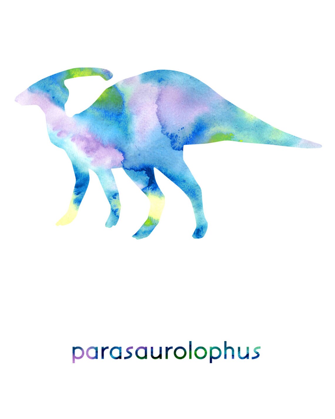 Parasaurolophus Watercolor Print, Dinosaur Decor, Instant Download ...